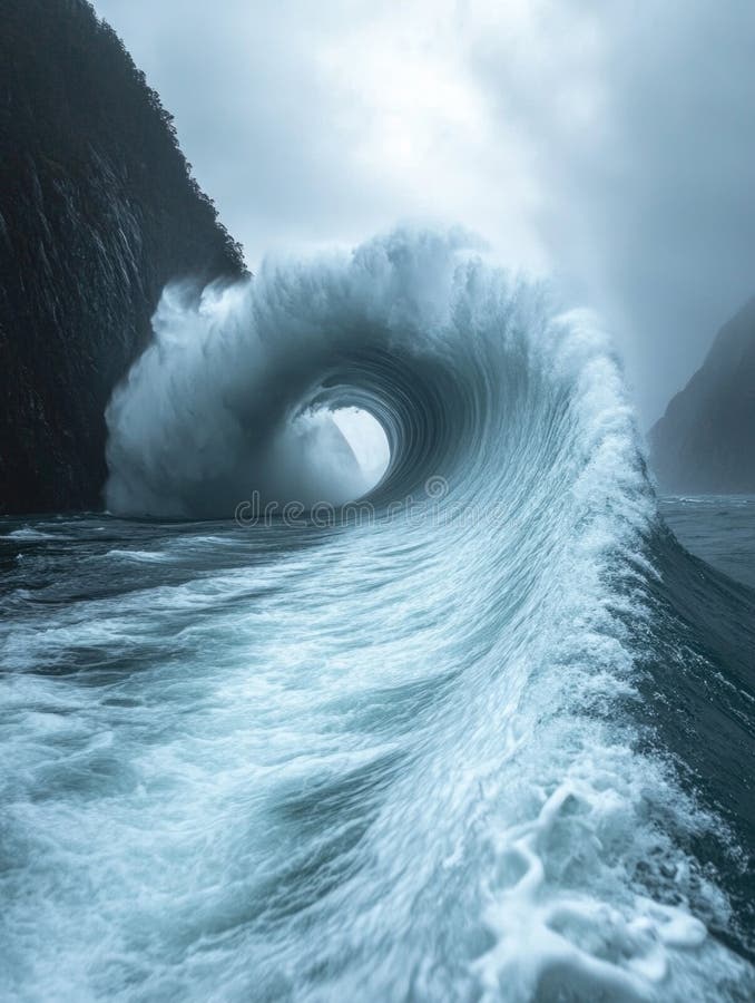 Wave Crashing on Rocks stock image. Image of seascape - 363551541