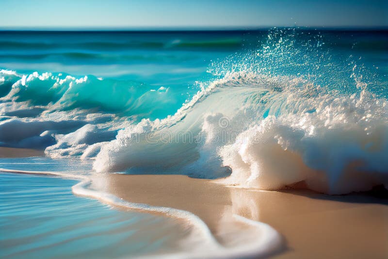 Wave Crest on the Beach Close-up. 3d Illustration Stock Illustration ...