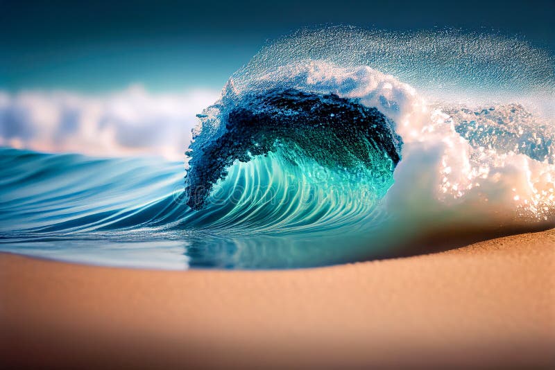 Wave Crest on the Beach Close-up. 3d Illustration Stock Illustration ...