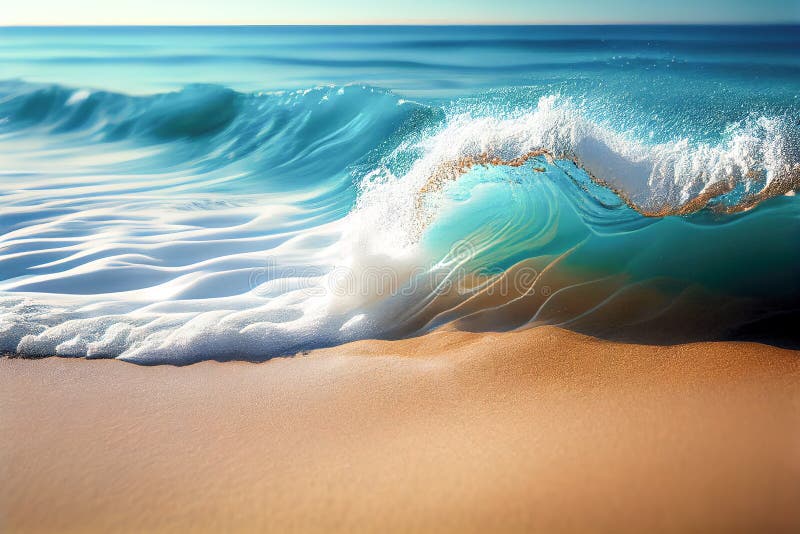 Wave Crest on the Beach Close-up. 3d Illustration Stock Illustration ...