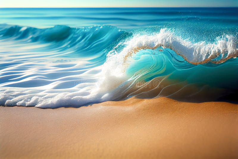 Wave Crest on the Beach Close-up. 3d Illustration Stock Image - Image ...