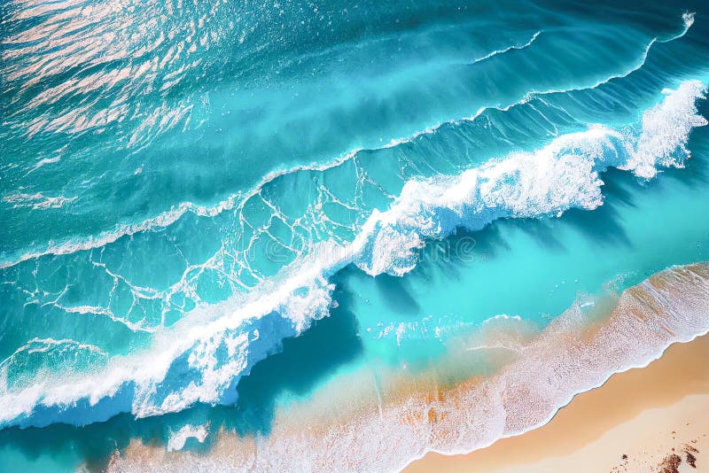 Wave Crest on the Beach Close-up. 3d Illustration Stock Image - Image ...