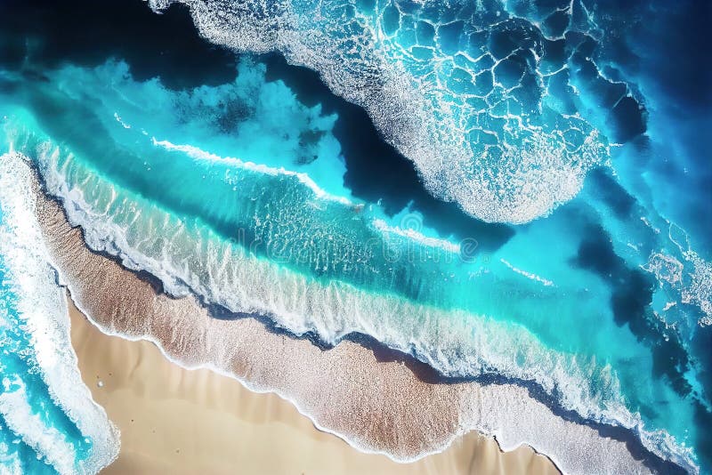 Wave Crest on the Beach Close-up. 3d Illustration Stock Illustration ...