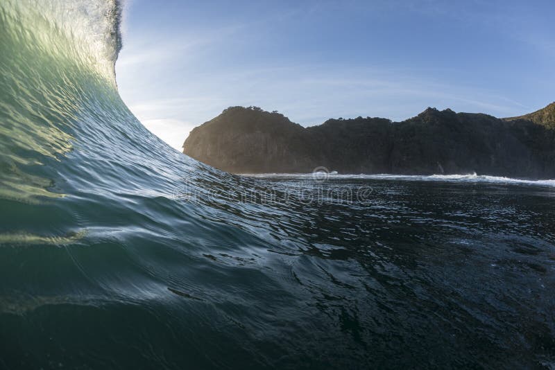 Wave Curl stock photo. Image of piha, auckland, surf - 97489274