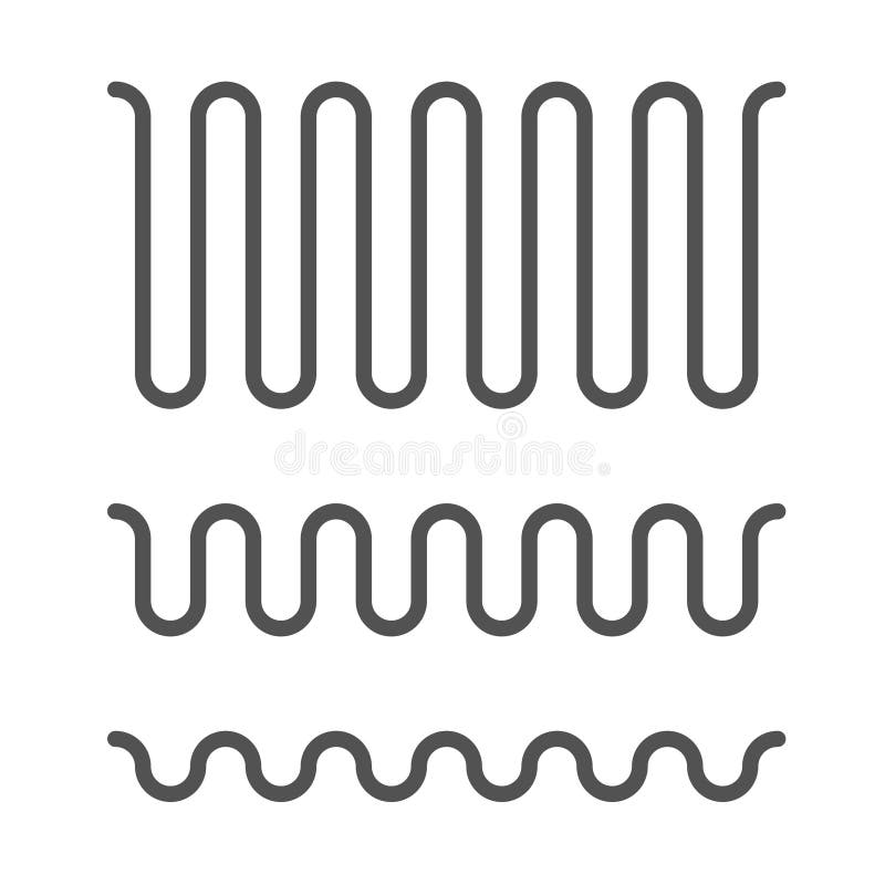 Wave Curve Line Pattern Icon Vector or Water Ripple Zigzag Graphic ...