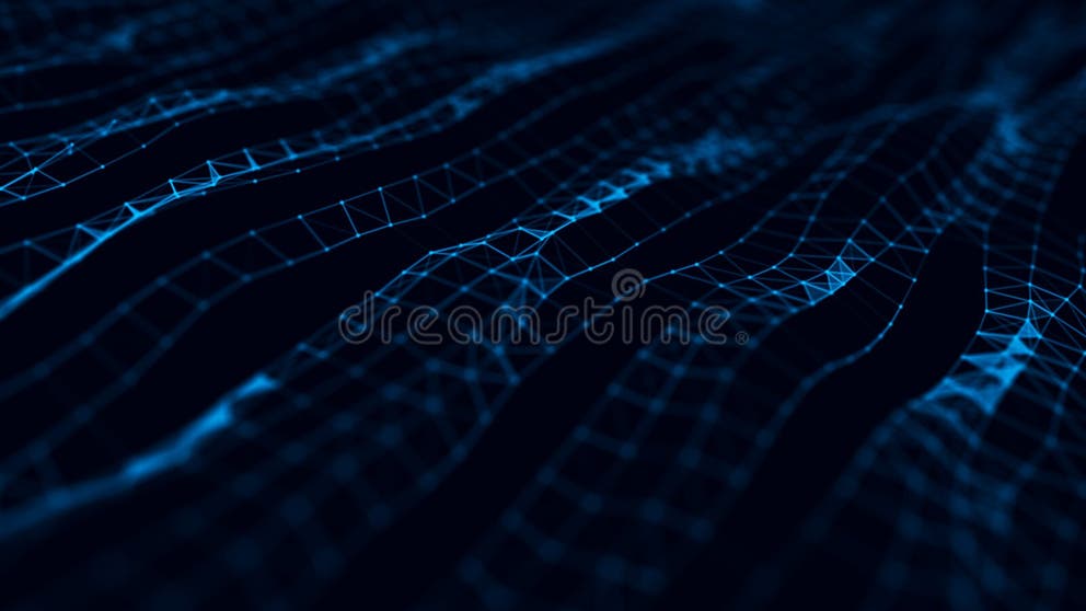 Wave 3d. Abstract 3D Big Data Visualization. Visual Information Complexity. Plexus Affect ...