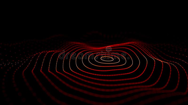 Wave 3d. Wave of Red Particles. 3D Glowing Abstract Digital Particles ...