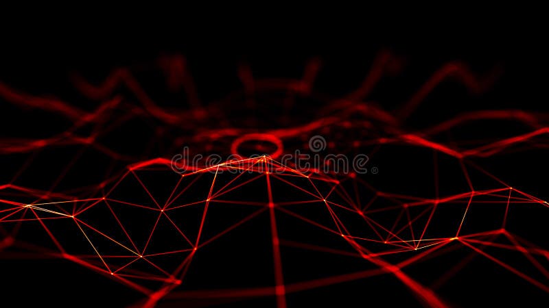 Wave 3d. Wave of Red Particles. 3D Glowing Abstract Digital Particles ...