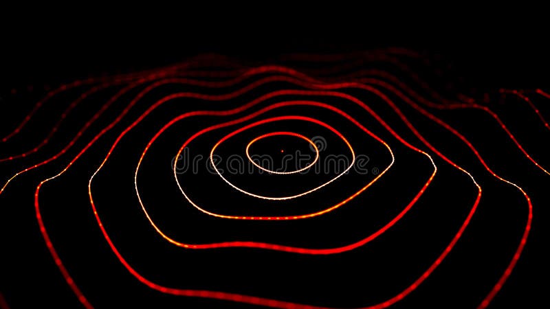 Wave 3d. Wave of Red Particles. 3D Glowing Abstract Digital Particles ...