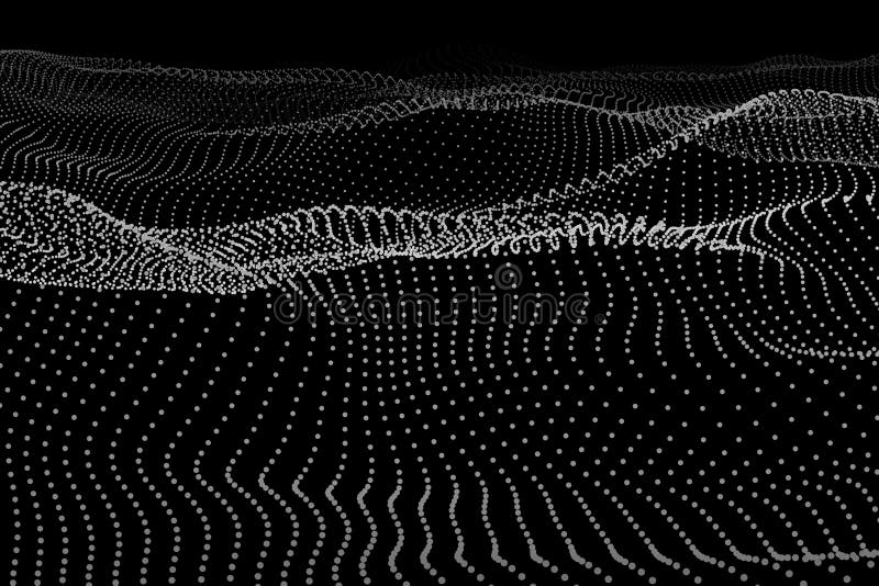 Wave 3d. Wave of Particles. Futuristic Point Wave. Design for Poster ...