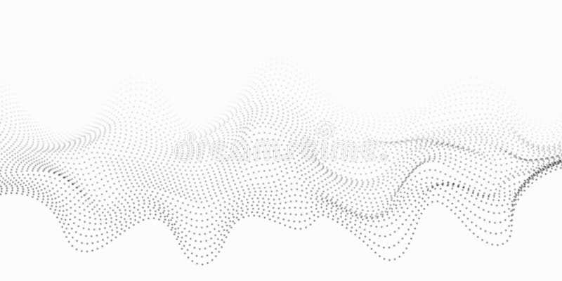 Wave Design Element. Abstract Wave with Moving Dots. Particle Stream ...