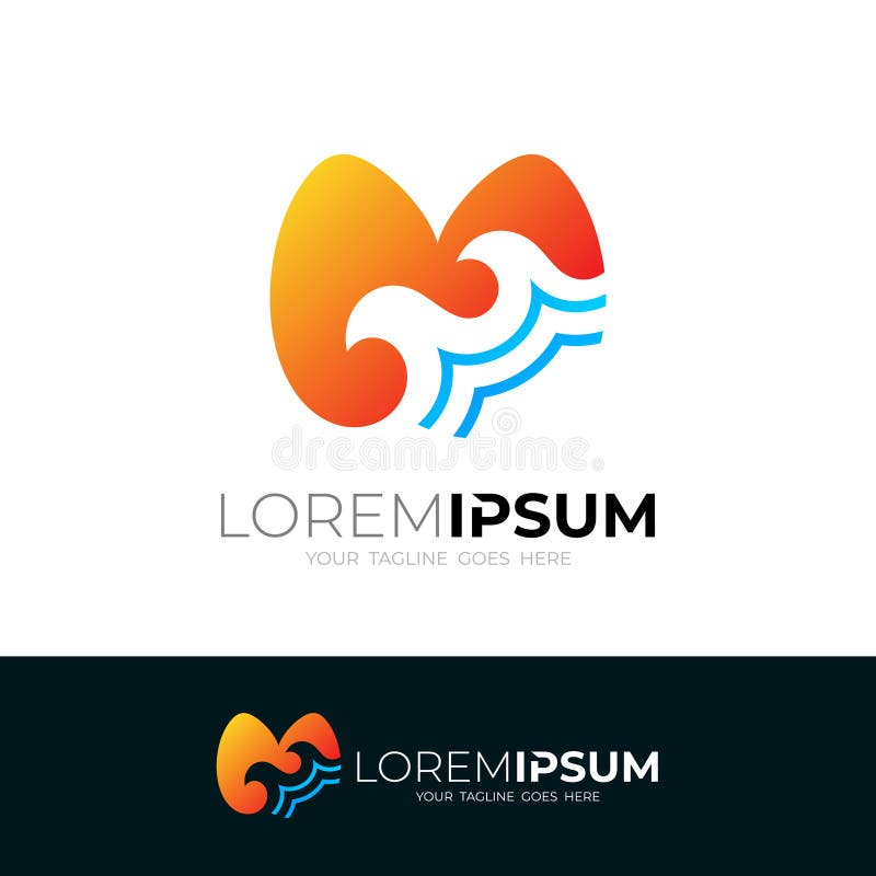 Wave Design Template, Letter M Logo and Water Stock Vector ...