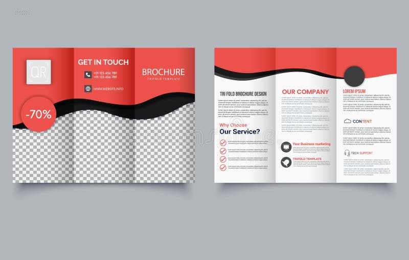 Trifold Brochure Template with Waves Stock Vector - Illustration of ...