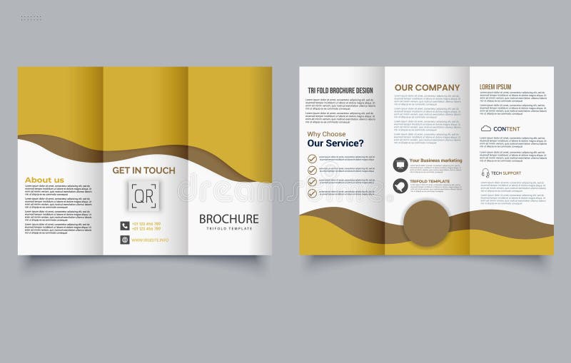 Trifold Brochure Template with Waves Stock Vector - Illustration of ...