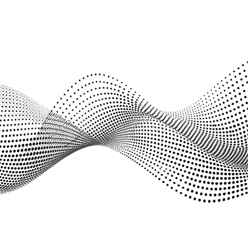Wave of Dots and Lines Isolated on White Stock Illustration ...
