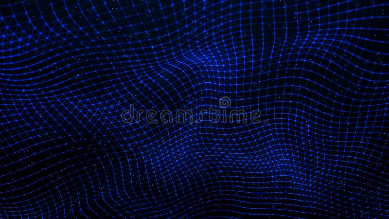 Wave with Dots. Network of Particles Connected by Lines. Grid ...