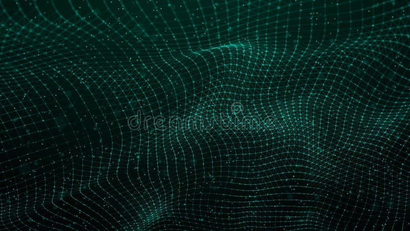Wave with Dots. Network of Particles Connected by Lines. Grid ...