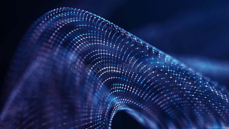 Wave of Dust Particles. Futuristic Point Wave Abstract Wave Dots in ...