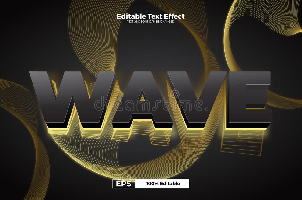 Wave Editable Text Effect in Modern Trend Style Stock Vector ...