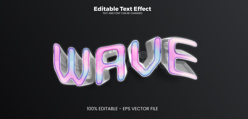 Wave Effect Editable Text Effect in Modern Trend Style Stock Vector ...