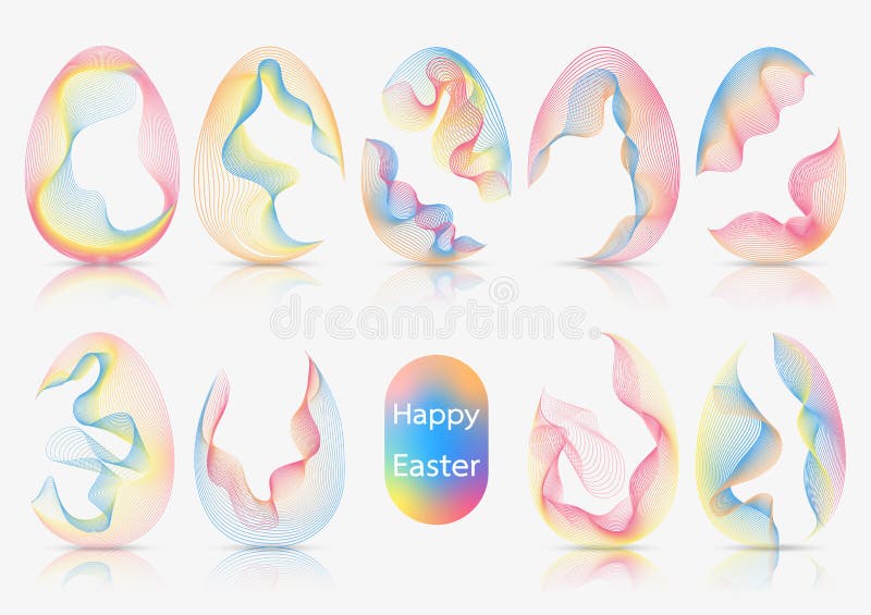 Wave Effect Set, Easter Egg Shape. Vector Illustration Stock Vector ...