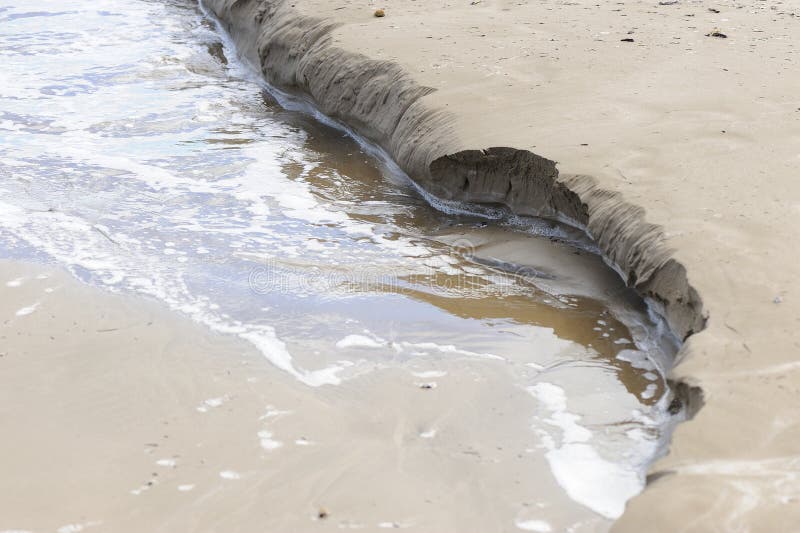 Wave erosion on beach sand stock photo. Image of ocean - 180128320