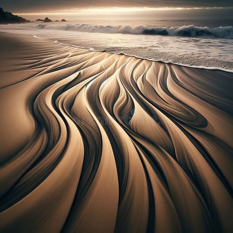 Wave Erosion Marks Smooth, Curving Lines Etched Int Stock Illustration ...