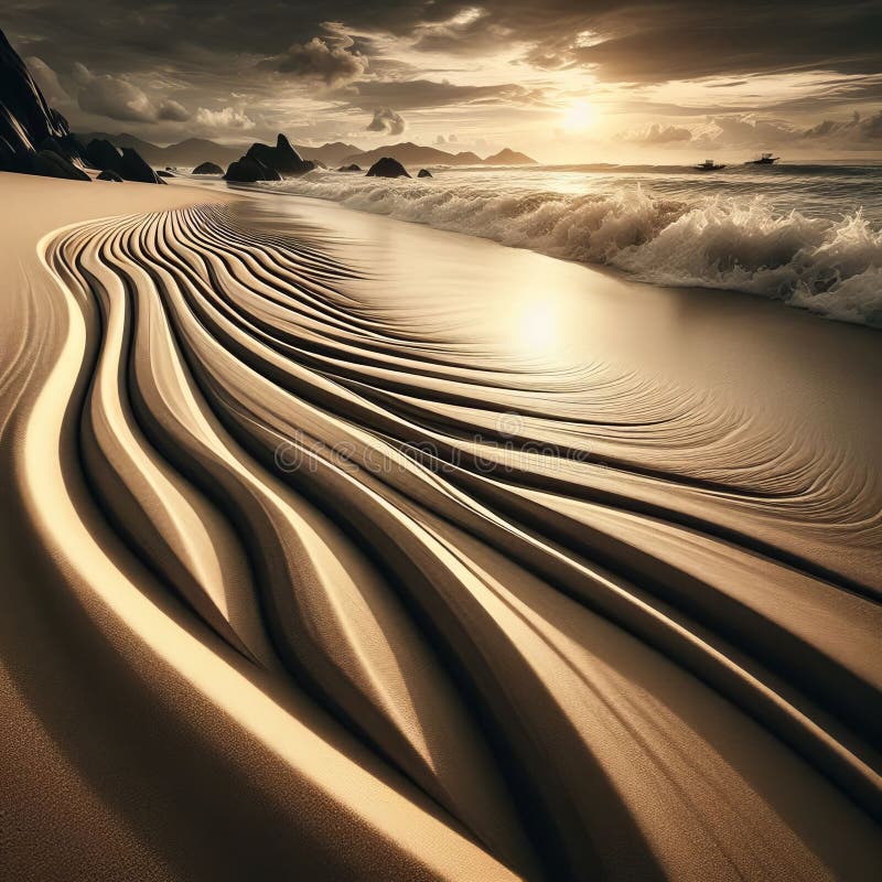 143 4. Wave Erosion Marks_ Smooth, Curving Lines Etche Stock Image ...