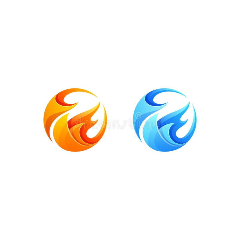 Wave and Fire Logo Design Vector Illustration Stock Illustration ...