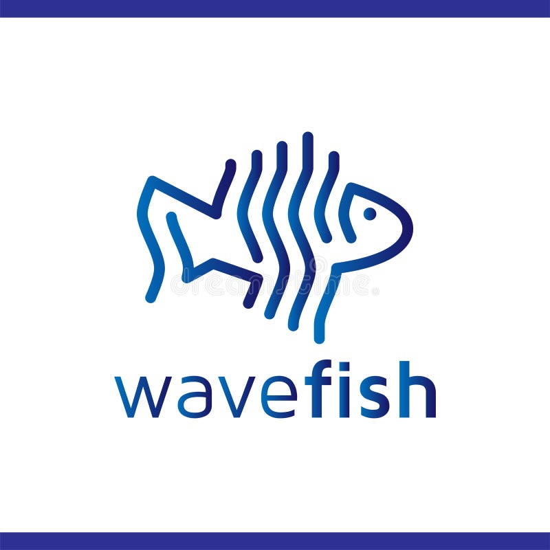 Wave with Fish Line and Glyph Icon. Fishing Vector Illustration ...