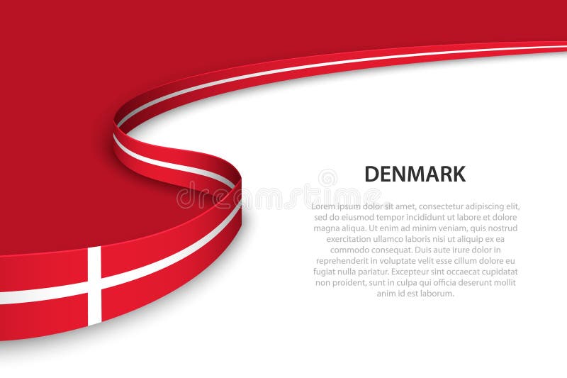 Waving Ribbon or Banner with Flag of Denmark Stock Vector ...