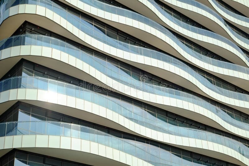 Wave Floor Office Building Facade at Bangkok Thailand Stock Image ...