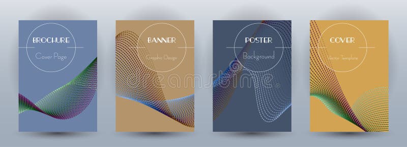 Wave Flow Dynamic Banners Minimal Vector Set. Covers with Curve Lines ...