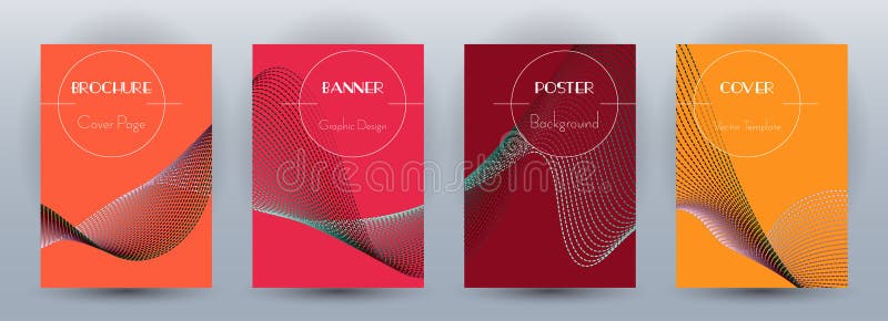 Wave Flow Dynamic Banners Minimal Vector Set. Covers with Curve Lines ...