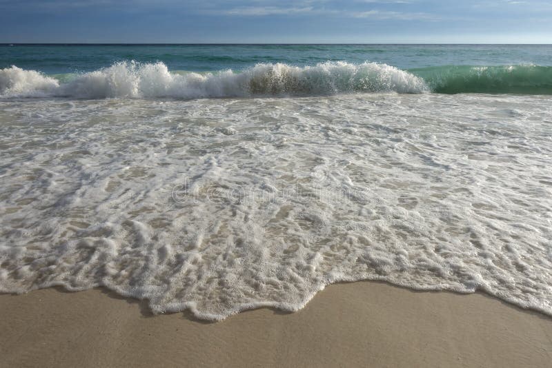 Wave Foam on White Sand Beach Stock Photo - Image of foam, ocean: 85779582