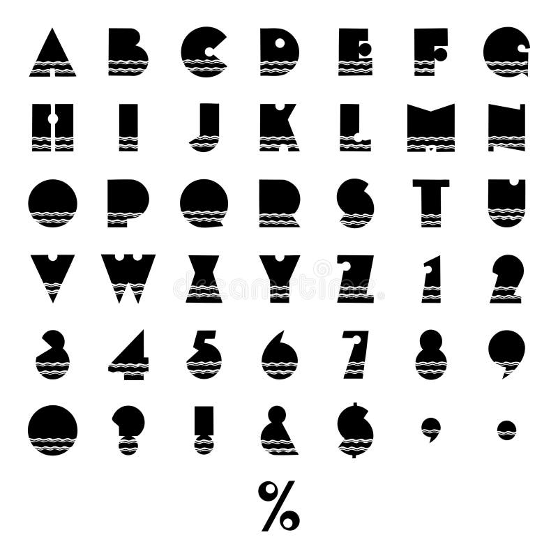 Wave font set stock vector. Illustration of font, cartoon - 282780497