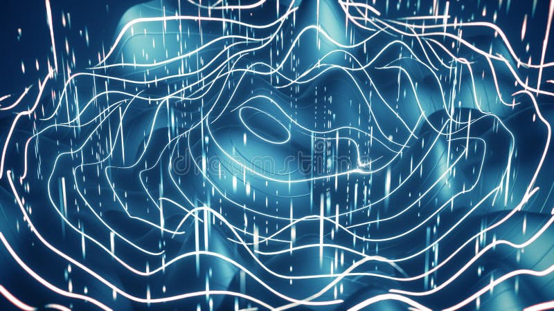 Wave Form with Data Streams 3D Rendering Stock Illustration ...