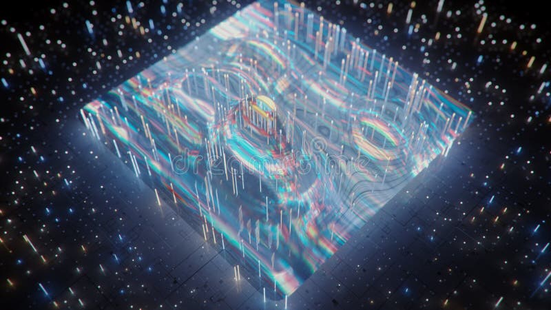 Glitch Wave Function Visualization 3D Render Illustration Stock ...
