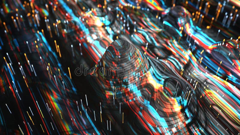 Glitch Wave Function Visualization 3D Render Illustration Stock ...