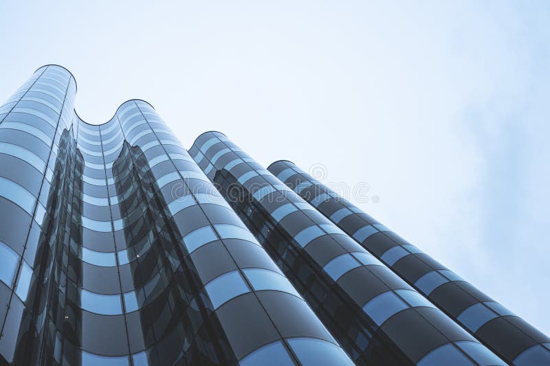 Wave Formed Glass Facade of an Office Building.. Stock Photo - Image of ...