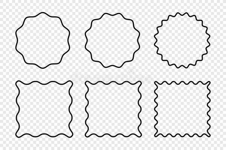Wave Frame Icon Set. Wavy Edge Rectangle Line Frame Stock Illustration ...