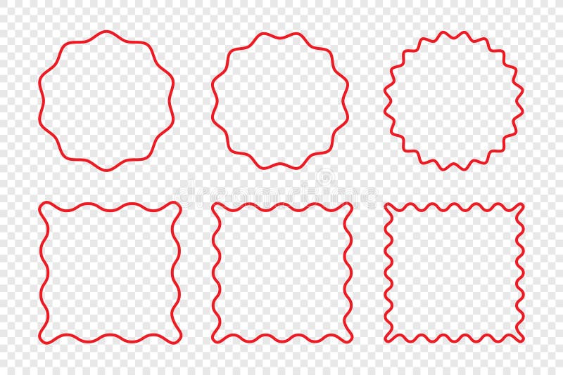 Wave Frame Icon Set. Wavy Edge Rectangle Line Frame Stock Illustration ...