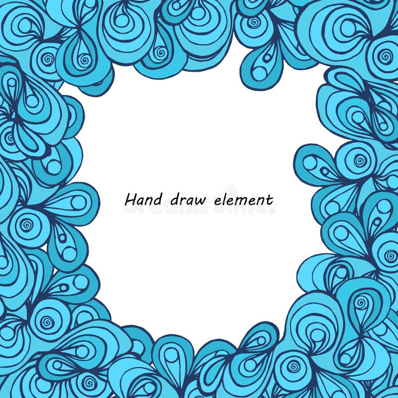 Vector Color Abstract Hand-drawn Hair Pattern Frame With Waves A Stock ...