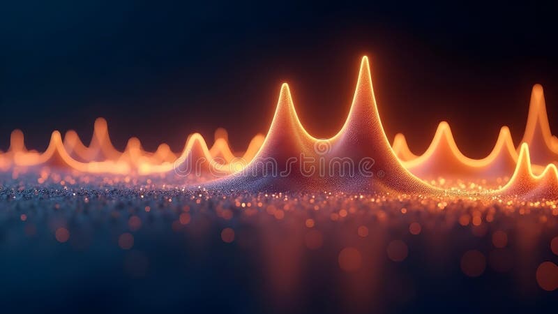 Wave Function Series: Orange Sine Waves and Light Fractals Stock ...
