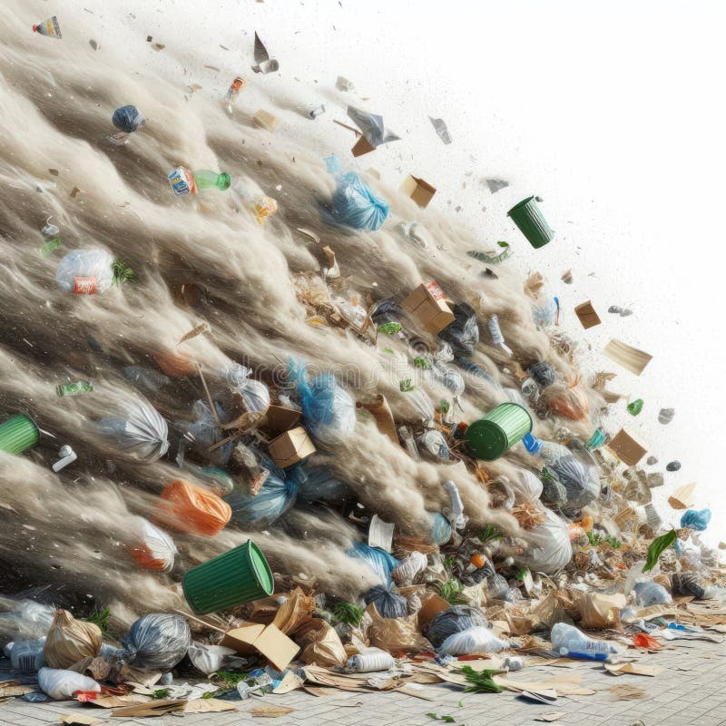 A Wave of Garbage Covering the Street. Stock Image - Image of mess ...