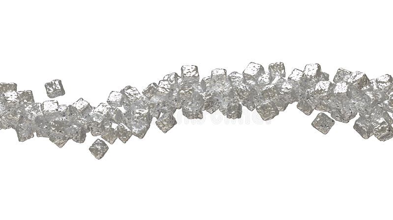 Wave of Ice Cubes Flowing on White Background Refreshment Concept 3d ...