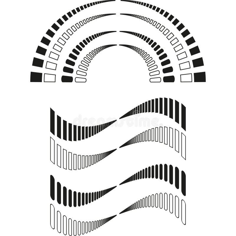 Wave Gradation Pattern. Abstract Geometric Segments. Black White Vector ...