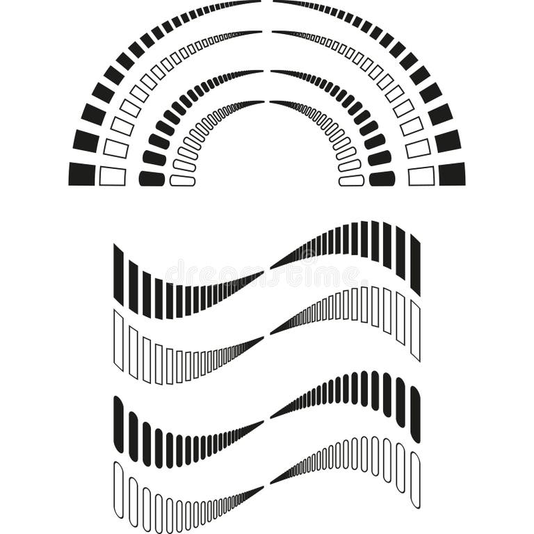 Wave Gradation Pattern. Abstract Geometric Segments. Black White Vector ...