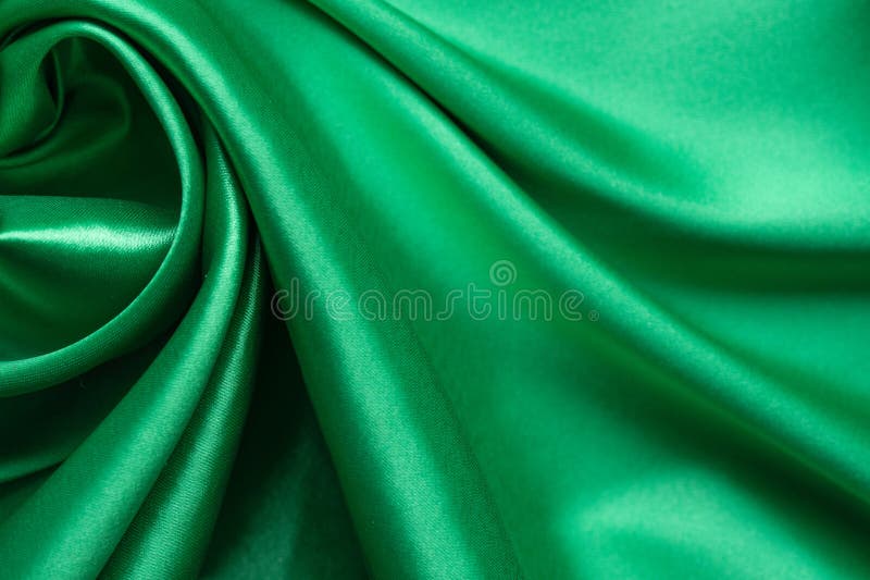 Wave Green Satin Fabric,backround, Sewing Stock Image - Image of ...