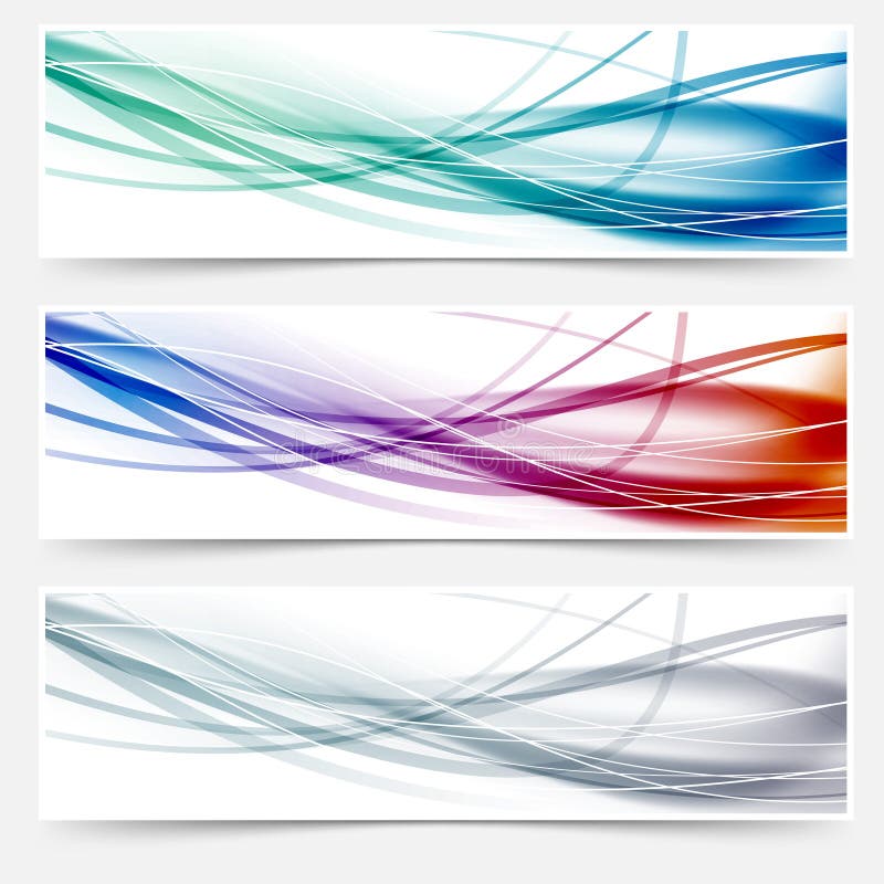 Wave Headers Set - Swoosh Hi-tech Lines Stock Vector - Illustration of ...